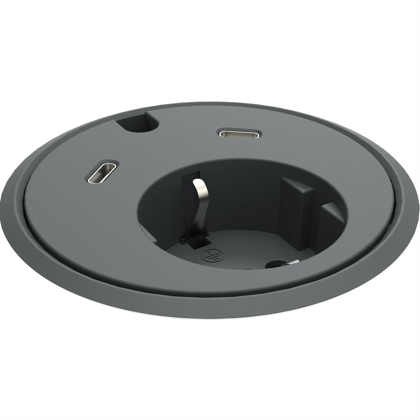 Powerdot 17 - 1 socket type F, 2 USB-C charger 30W, 1 cable grommet, b